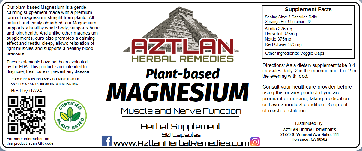 Magnesium Capsules (Plant-based) – Aztlan Herbal Remedies